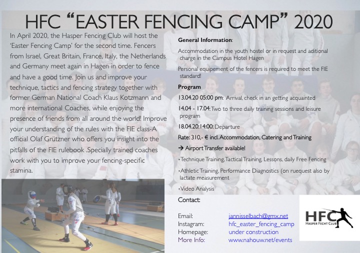 Details - HFC Easter Fencing Camp 2020 - HFC Easter Fencing Camp 2020